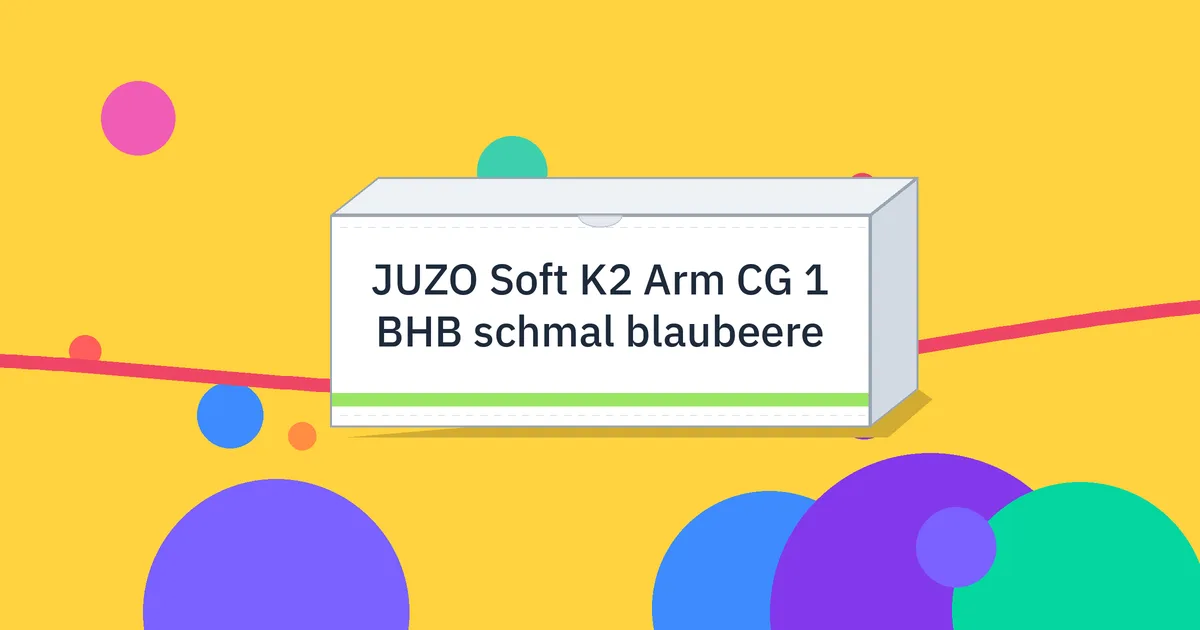 Symbolbild: Packung mit der Aufschrift JUZO Soft K2 Arm CG 1 BHB schmal blaubeere (PZN 15511551) – Verfügbarkeit und Bezug in Apotheken in Frankfurt am Main
