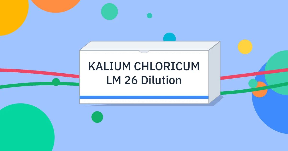 Symbolbild: Packung mit der Aufschrift KALIUM CHLORICUM LM 26 Dilution (PZN 12918890) – Verfügbarkeit und Bezug in Apotheken in Frankfurt am Main