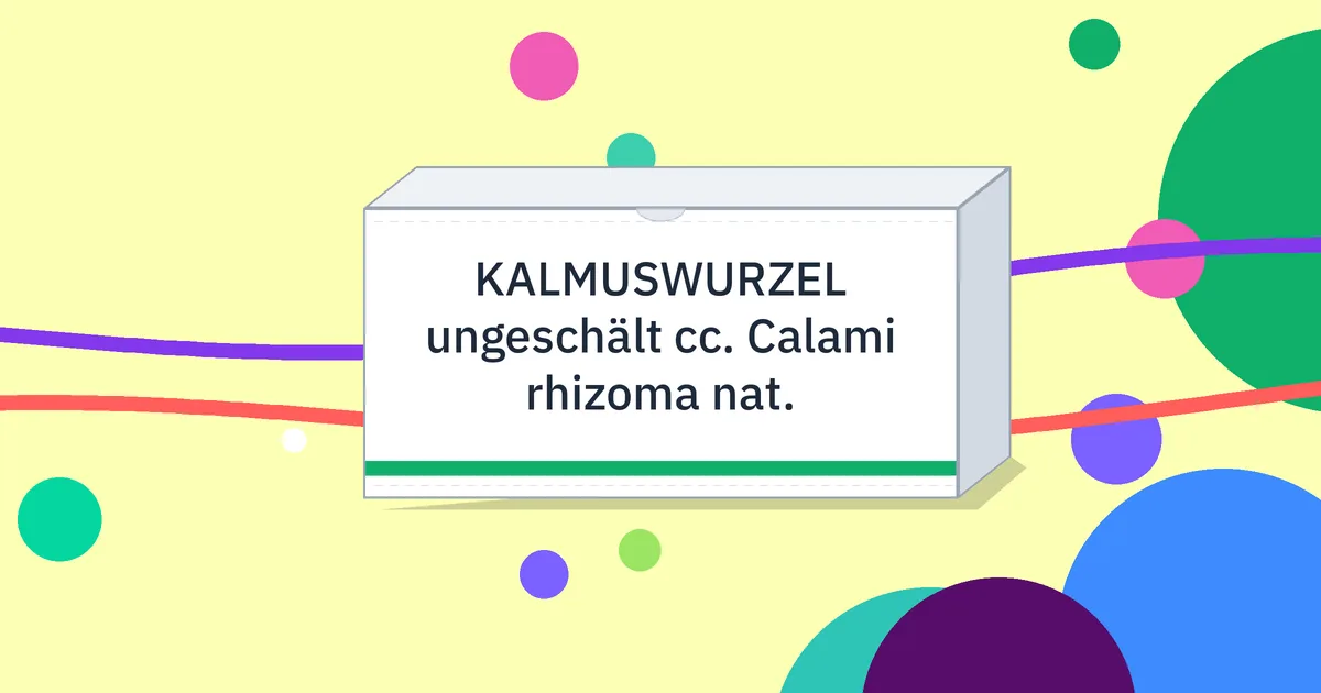 Symbolbild: Packung mit der Aufschrift KALMUSWURZEL ungeschält cc. Calami rhizoma nat. (PZN 20954138) – Verfügbarkeit und Bezug in Apotheken in Frankfurt am Main