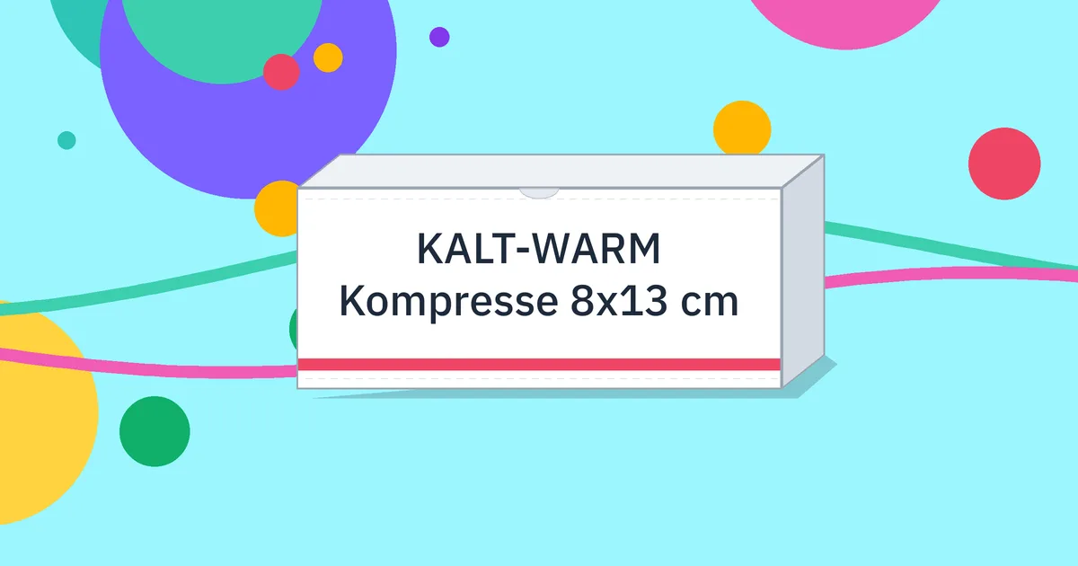 Symbolbild: Packung mit der Aufschrift KALT-WARM Kompresse 8x13 cm (PZN 00173226) – Verfügbarkeit und Bezug in Apotheken in Frankfurt am Main