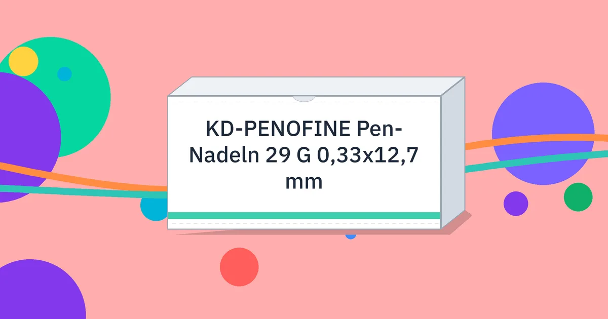 Symbolbild: Packung mit der Aufschrift KD-PENOFINE Pen-Nadeln 29 G 0,33x12,7 mm (PZN 20377706) – Verfügbarkeit und Bezug in Apotheken in Frankfurt am Main