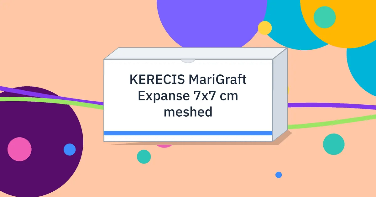 Symbolbild: Packung mit der Aufschrift KERECIS MariGraft Expanse 7x7 cm meshed (PZN 20600305) – Verfügbarkeit und Bezug in Apotheken in Frankfurt am Main