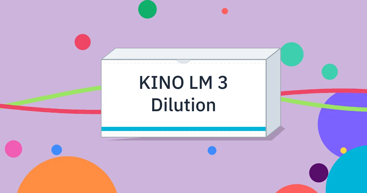 Symbolbild: Packung mit der Aufschrift KINO LM 3 Dilution (PZN 13518371) – Verfügbarkeit und Bezug in Apotheken in Frankfurt am Main