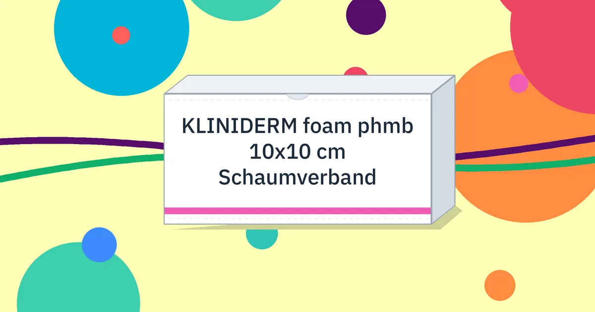 Symbolbild: Packung mit der Aufschrift KLINIDERM foam phmb 10x10 cm Schaumverband (PZN 12541971) – Verfügbarkeit und Bezug in Apotheken in Frankfurt am Main