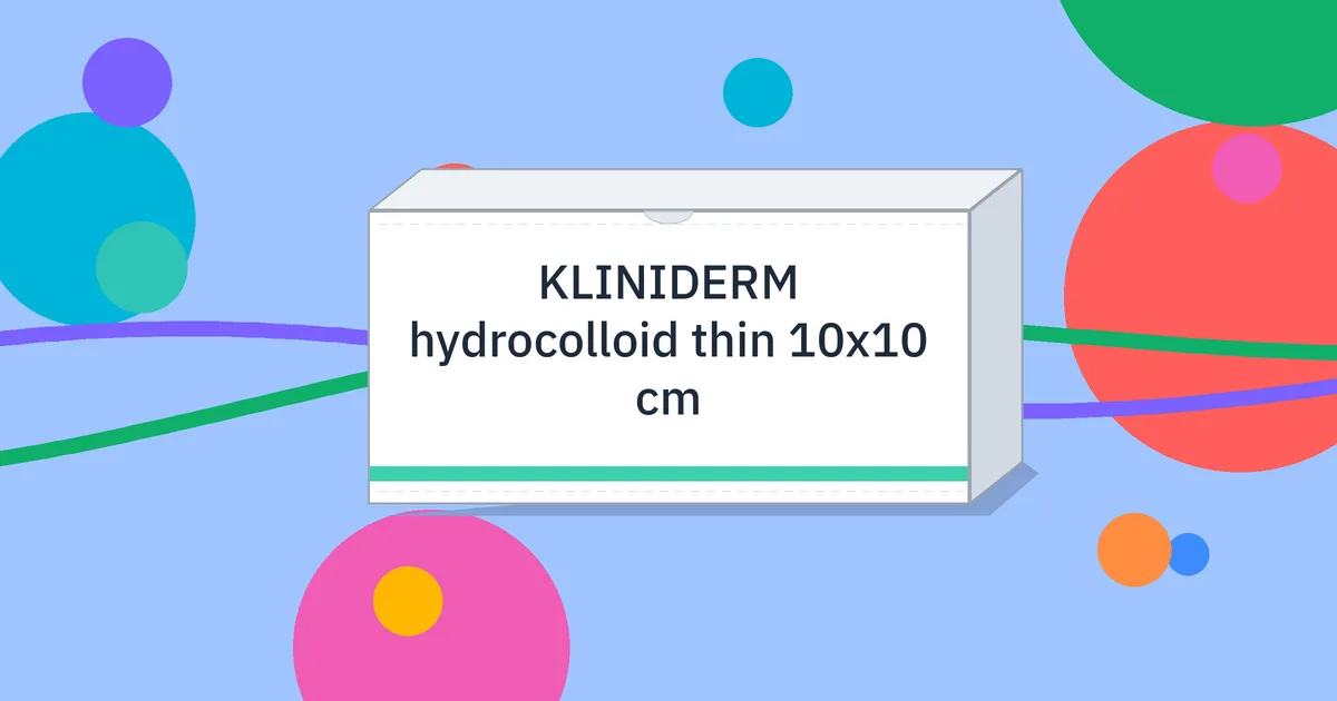 Symbolbild: Packung mit der Aufschrift KLINIDERM hydrocolloid thin 10x10 cm (PZN 12477368) – Verfügbarkeit und Bezug in Apotheken in Frankfurt am Main