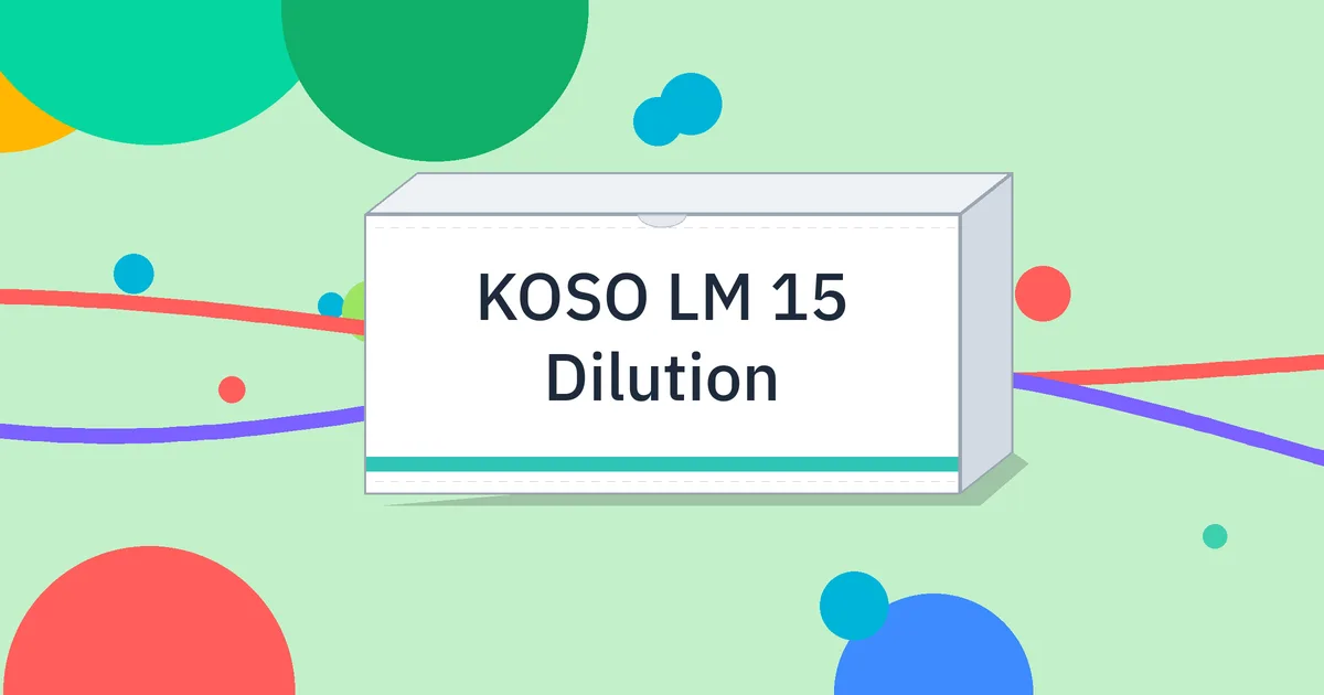 Symbolbild: Packung mit der Aufschrift KOSO LM 15 Dilution (PZN 13519910) – Verfügbarkeit und Bezug in Apotheken in Frankfurt am Main