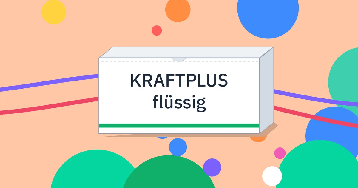 Symbolbild: Packung mit der Aufschrift KRAFTPLUS flüssig (PZN 19990005) – Verfügbarkeit und Bezug in Apotheken in Frankfurt am Main