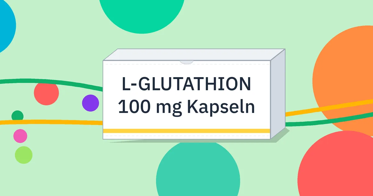 Symbolbild: Packung mit der Aufschrift L-GLUTATHION 100 mg Kapseln (PZN 17190915) – Verfügbarkeit und Bezug in Apotheken in Frankfurt am Main