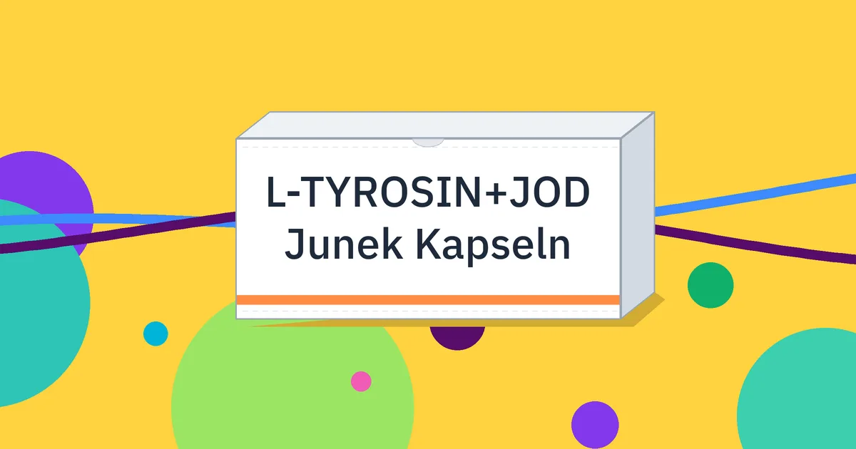 Symbolbild: Packung mit der Aufschrift L-TYROSIN+JOD Junek Kapseln (PZN 01104960) – Verfügbarkeit und Bezug in Apotheken in Frankfurt am Main