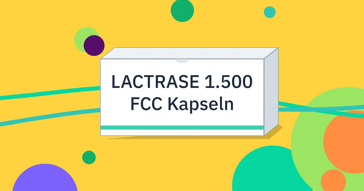 Symbolbild: Packung mit der Aufschrift LACTRASE 1.500 FCC Kapseln (PZN 09175787) – Verfügbarkeit und Bezug in Apotheken in Frankfurt am Main