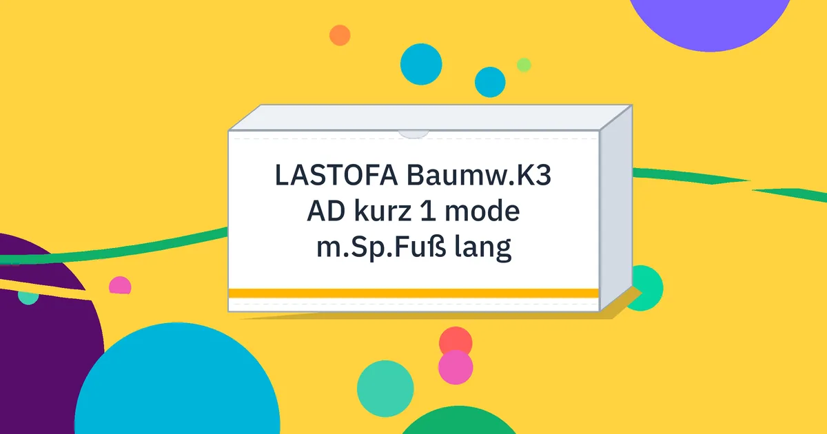 Symbolbild: Packung mit der Aufschrift LASTOFA Baumw.K3 AD kurz 1 mode m.Sp.Fuß lang (PZN 01953096) – Verfügbarkeit und Bezug in Apotheken in Frankfurt am Main