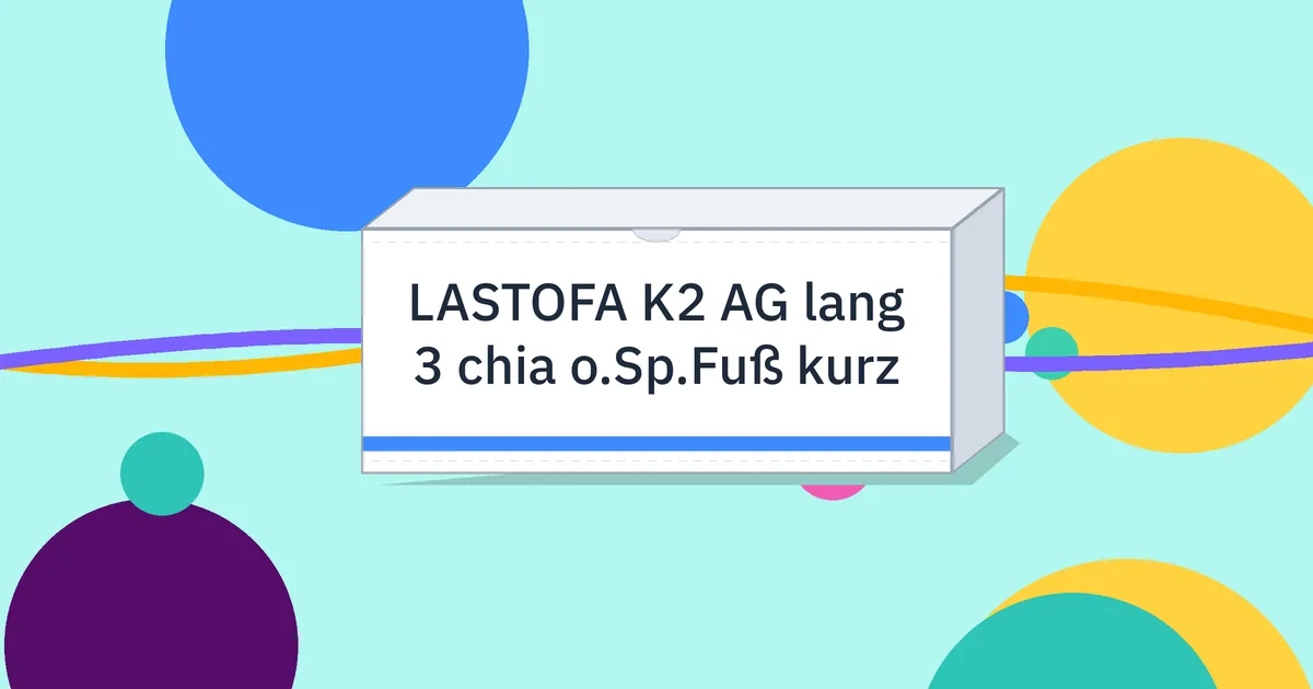 Symbolbild: Packung mit der Aufschrift LASTOFA K2 AG lang 3 chia o.Sp.Fuß kurz (PZN 13803835) – Verfügbarkeit und Bezug in Apotheken in Frankfurt am Main