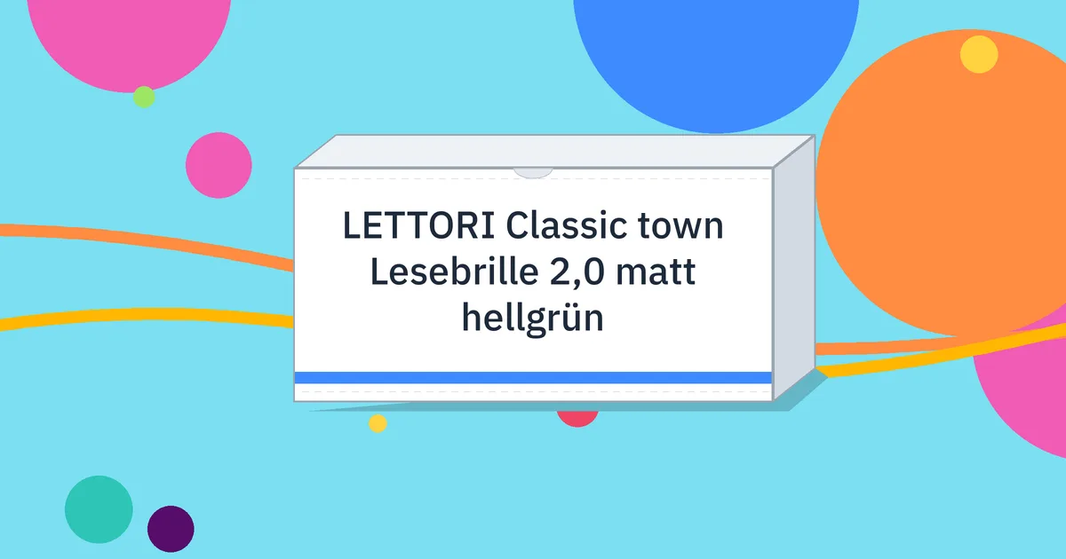 Symbolbild: Packung mit der Aufschrift LETTORI Classic town Lesebrille 2,0 matt hellgrün (PZN 11057486) – Verfügbarkeit und Bezug in Apotheken in Frankfurt am Main