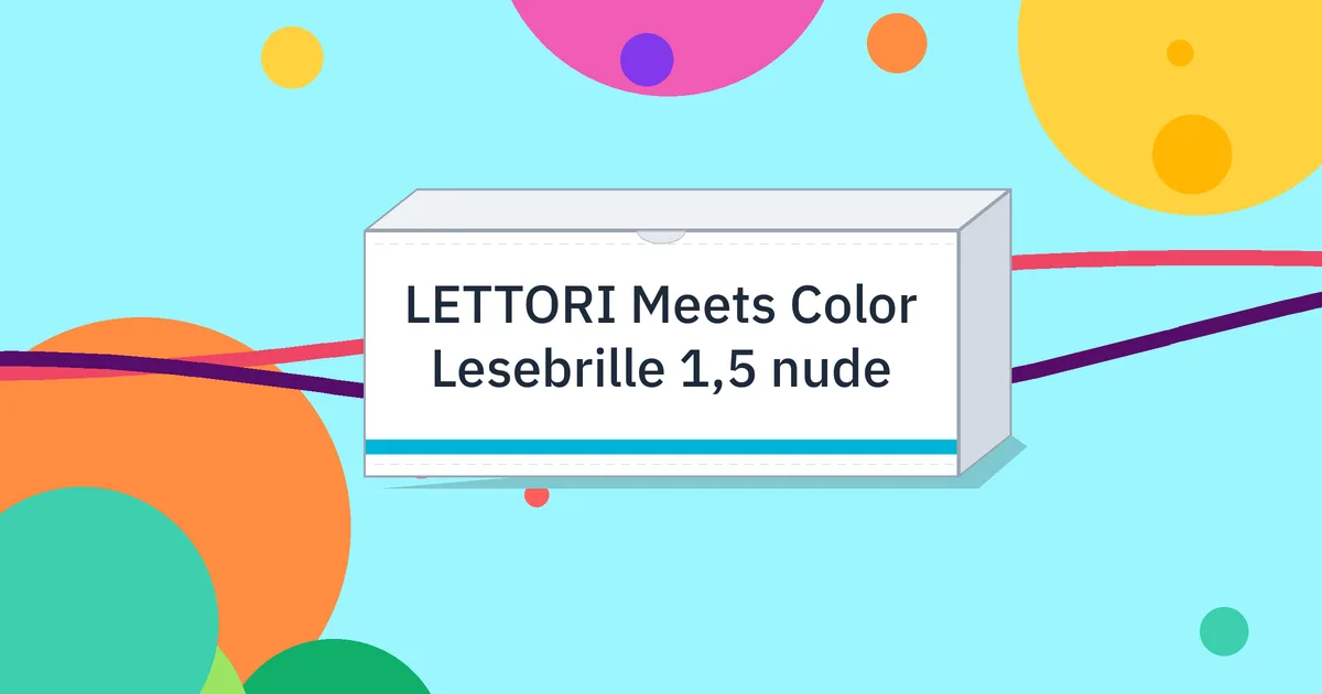 Symbolbild: Packung mit der Aufschrift LETTORI Meets Color Lesebrille 1,5 nude (PZN 11057150) – Verfügbarkeit und Bezug in Apotheken in Frankfurt am Main