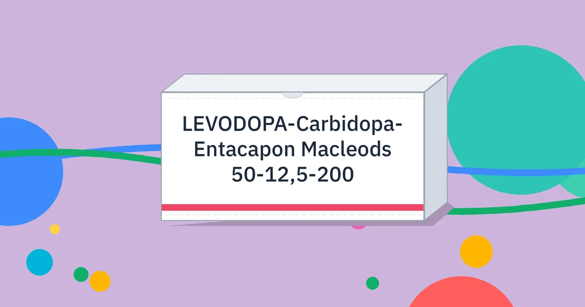 Symbolbild: Packung mit der Aufschrift LEVODOPA-Carbidopa-Entacapon Macleods 50-12,5-200 (PZN 18327003) – Verfügbarkeit und Bezug in Apotheken in Frankfurt am Main