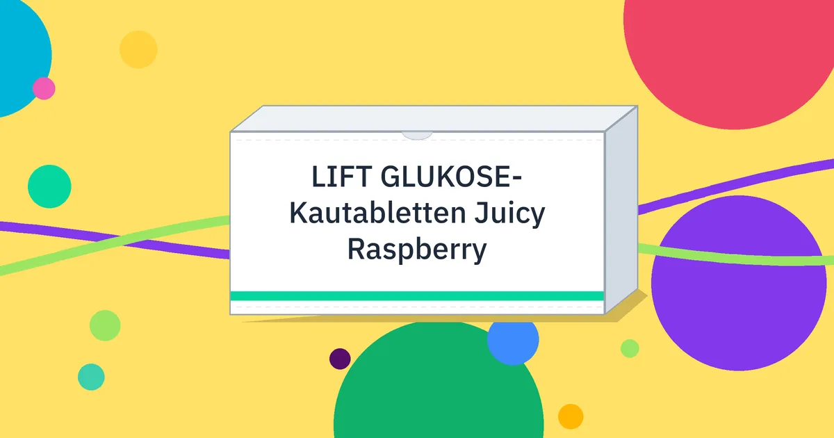 Symbolbild: Packung mit der Aufschrift LIFT GLUKOSE-Kautabletten Juicy Raspberry (PZN 19987374) – Verfügbarkeit und Bezug in Apotheken in Frankfurt am Main