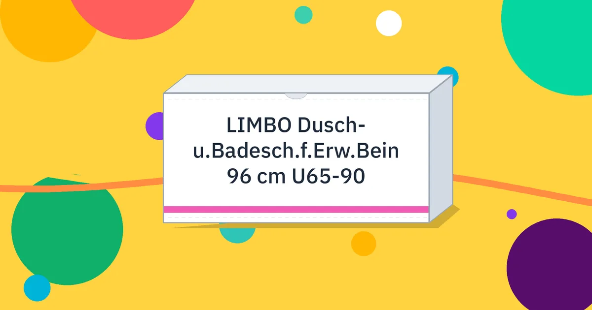 Symbolbild: Packung mit der Aufschrift LIMBO Dusch-u.Badesch.f.Erw.Bein 96 cm U65-90 (PZN 14313116) – Verfügbarkeit und Bezug in Apotheken in Frankfurt am Main