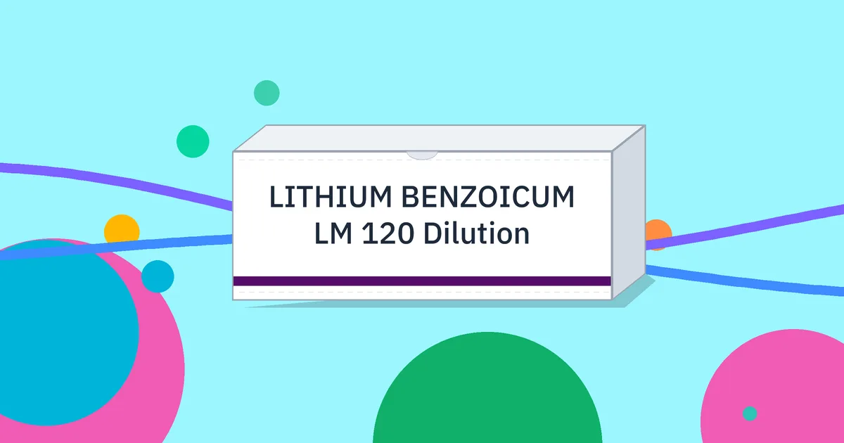 Symbolbild: Packung mit der Aufschrift LITHIUM BENZOICUM LM 120 Dilution (PZN 13531845) – Verfügbarkeit und Bezug in Apotheken in Frankfurt am Main