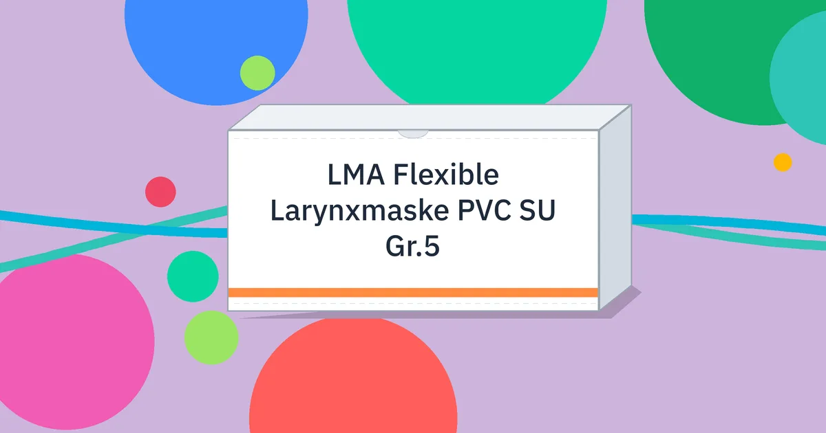 Symbolbild: Packung mit der Aufschrift LMA Flexible Larynxmaske PVC SU Gr.5 (PZN 10848990) – Verfügbarkeit und Bezug in Apotheken in Frankfurt am Main