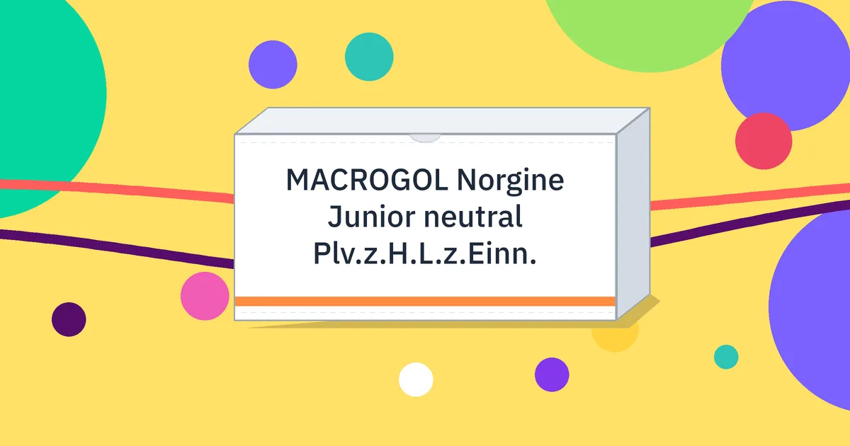 Symbolbild: Packung mit der Aufschrift MACROGOL Norgine Junior neutral Plv.z.H.L.z.Einn. (PZN 19479382) – Verfügbarkeit und Bezug in Apotheken in Frankfurt am Main