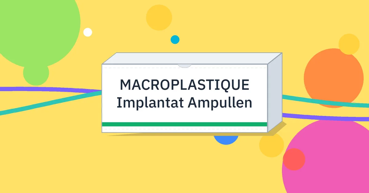 Symbolbild: Packung mit der Aufschrift MACROPLASTIQUE Implantat Ampullen (PZN 03396228) – Verfügbarkeit und Bezug in Apotheken in Frankfurt am Main