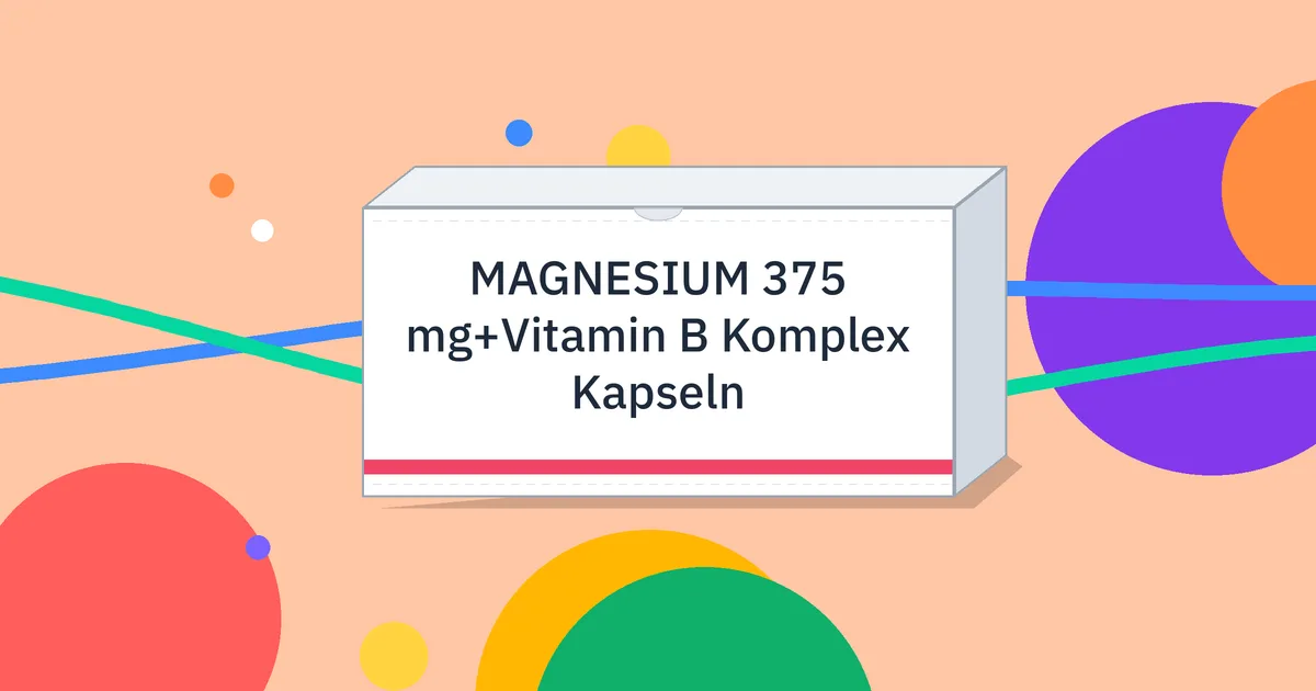 Symbolbild: Packung mit der Aufschrift MAGNESIUM 375 mg+Vitamin B Komplex Kapseln (PZN 11668468) – Verfügbarkeit und Bezug in Apotheken in Frankfurt am Main