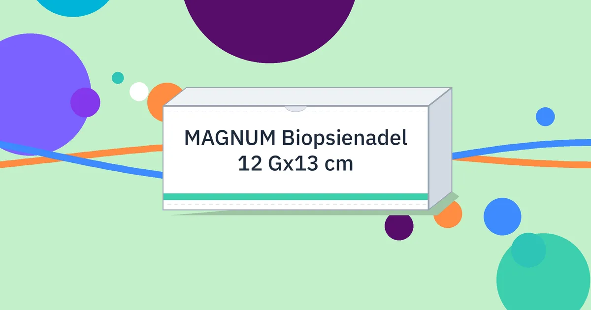 Symbolbild: Packung mit der Aufschrift MAGNUM Biopsienadel 12 Gx13 cm (PZN 03405105) – Verfügbarkeit und Bezug in Apotheken in Frankfurt am Main