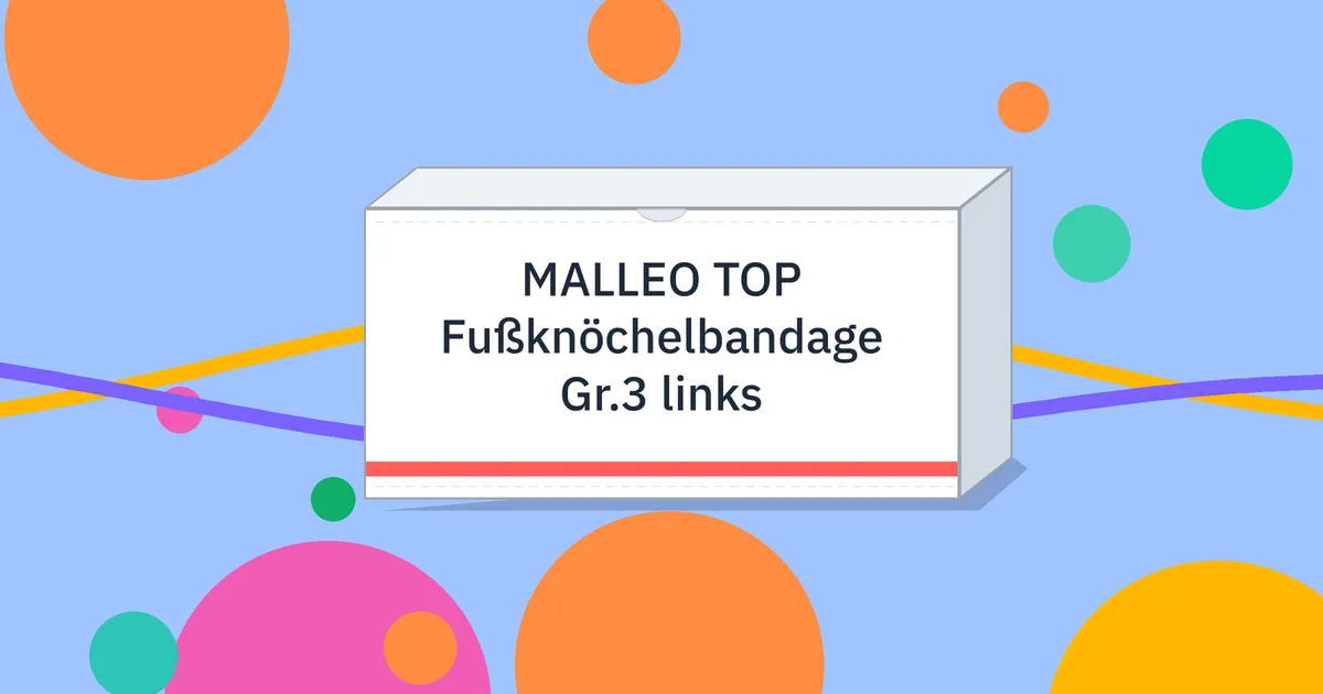 Symbolbild: Packung mit der Aufschrift MALLEO TOP Fußknöchelbandage Gr.3 links (PZN 05046159) – Verfügbarkeit und Bezug in Apotheken in Frankfurt am Main