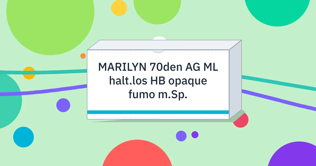 Symbolbild: Packung mit der Aufschrift MARILYN 70den AG ML halt.los HB opaque fumo m.Sp. (PZN 16186159) – Verfügbarkeit und Bezug in Apotheken in Frankfurt am Main