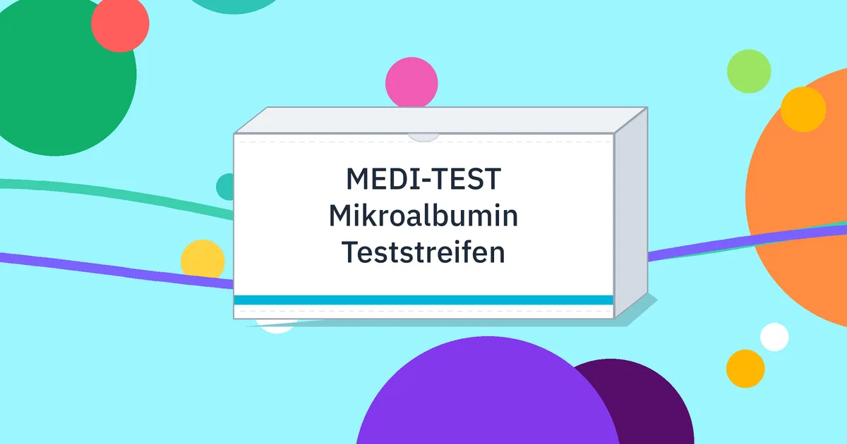 Symbolbild: Packung mit der Aufschrift MEDI-TEST Mikroalbumin Teststreifen (PZN 10358292) – Verfügbarkeit und Bezug in Apotheken in Frankfurt am Main