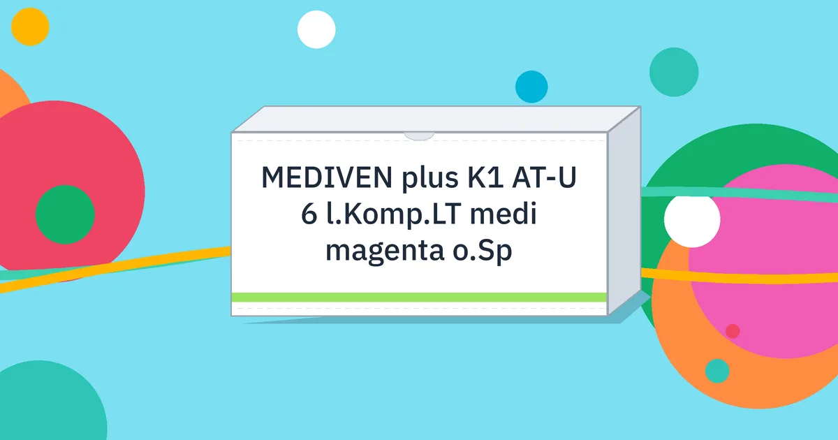 Symbolbild: Packung mit der Aufschrift MEDIVEN plus K1 AT-U 6 l.Komp.LT medi magenta o.Sp (PZN 15033436) – Verfügbarkeit und Bezug in Apotheken in Frankfurt am Main