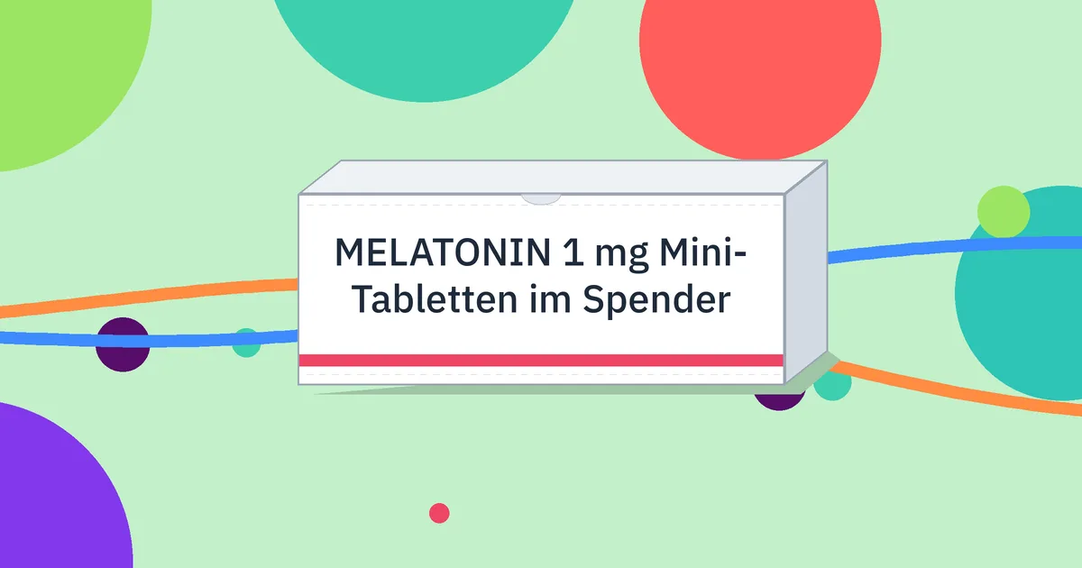 Symbolbild: Packung mit der Aufschrift MELATONIN 1 mg Mini-Tabletten im Spender (PZN 17443121) – Verfügbarkeit und Bezug in Apotheken in Frankfurt am Main