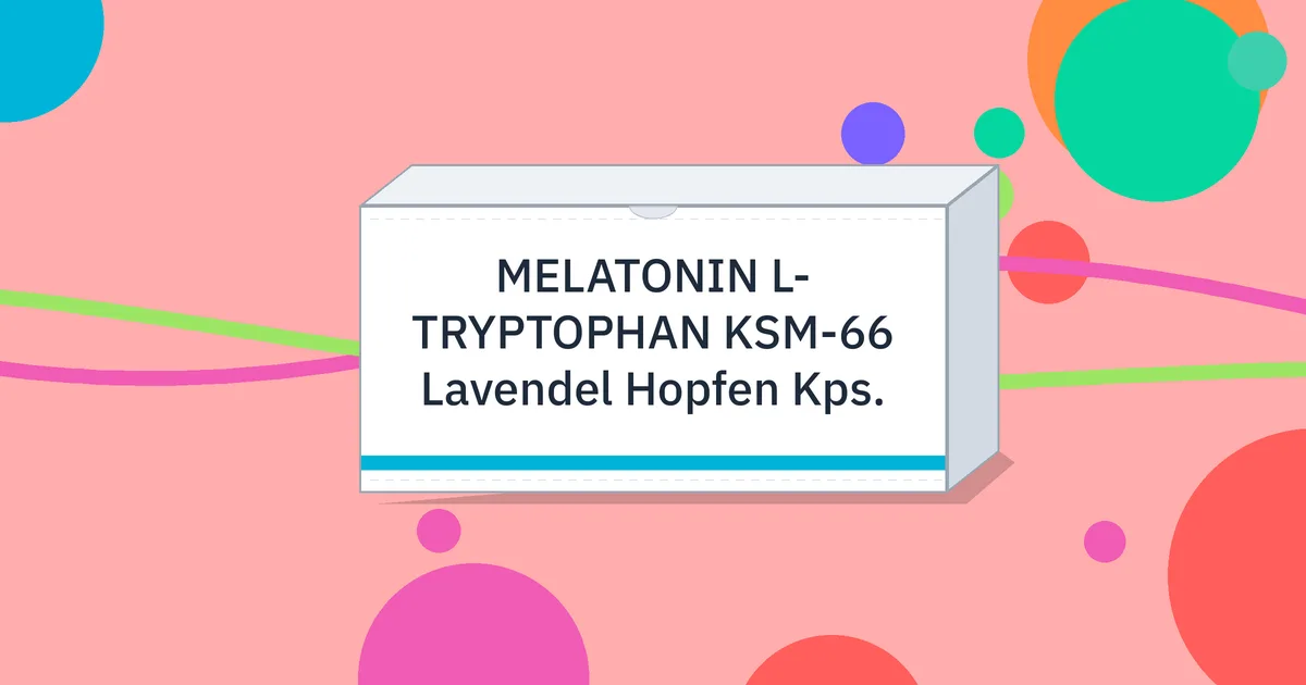 Symbolbild: Packung mit der Aufschrift MELATONIN L-TRYPTOPHAN KSM-66 Lavendel Hopfen Kps. (PZN 19648666) – Verfügbarkeit und Bezug in Apotheken in Frankfurt am Main