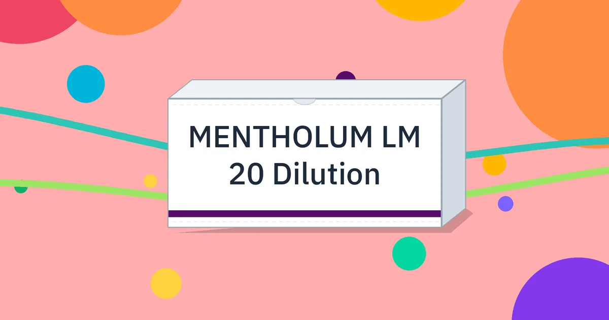 Symbolbild: Packung mit der Aufschrift MENTHOLUM LM 20 Dilution (PZN 13604774) – Verfügbarkeit und Bezug in Apotheken in Frankfurt am Main