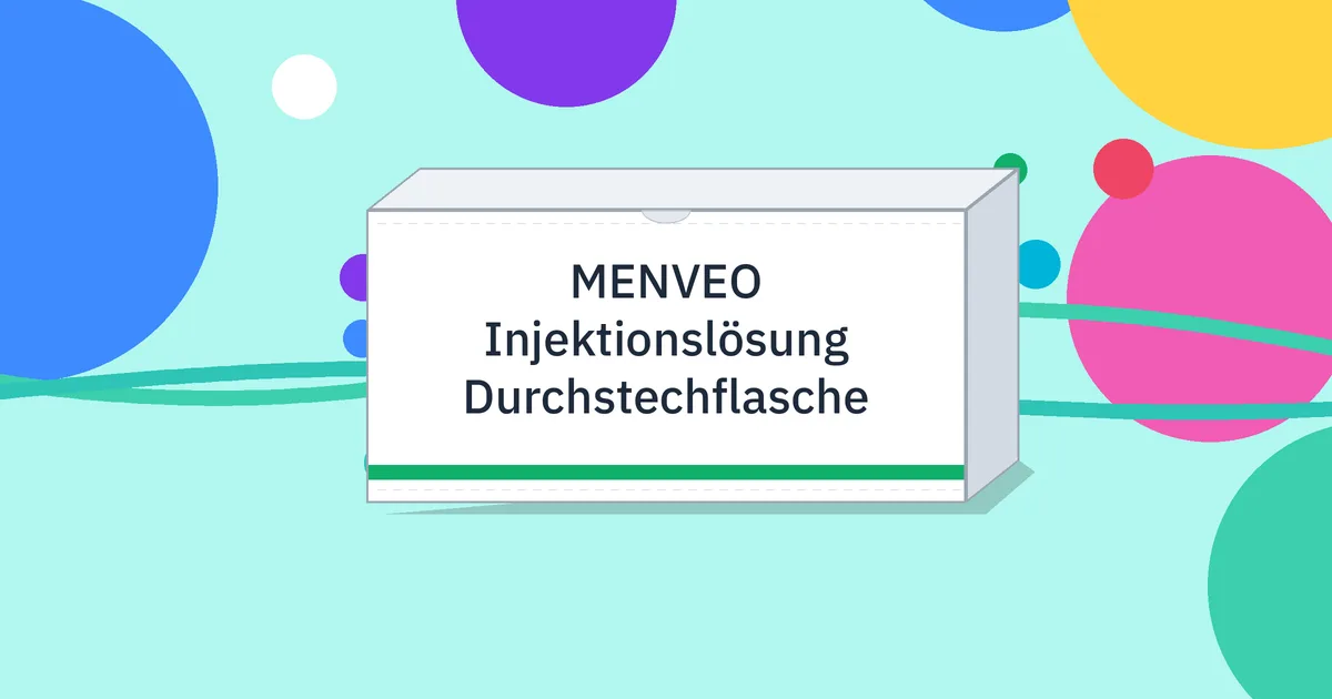 Symbolbild: Packung mit der Aufschrift MENVEO Injektionslösung Durchstechflasche (PZN 19726053) – Verfügbarkeit und Bezug in Apotheken in Frankfurt am Main