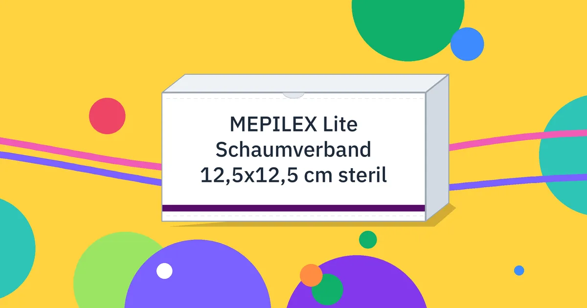 Symbolbild: Packung mit der Aufschrift MEPILEX Lite Schaumverband 12,5x12,5 cm steril (PZN 13899864) – Verfügbarkeit und Bezug in Apotheken in Frankfurt am Main