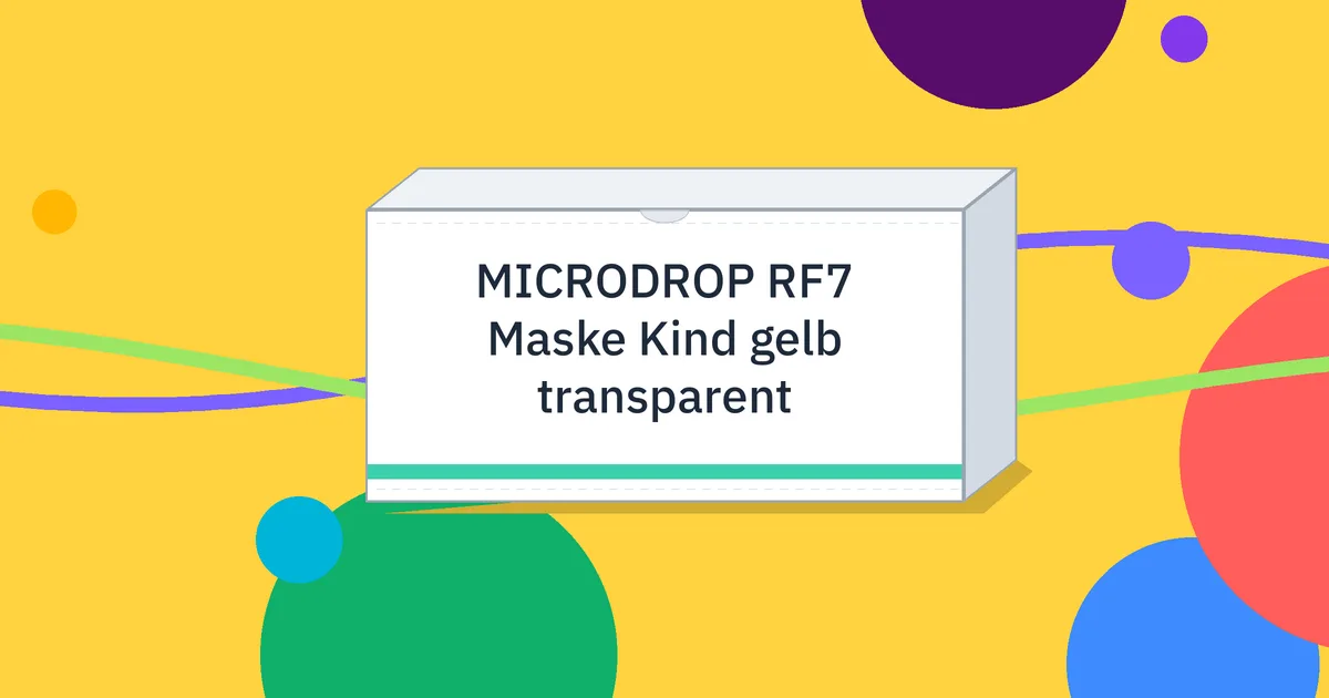 Symbolbild: Packung mit der Aufschrift MICRODROP RF7 Maske Kind gelb transparent (PZN 00348476) – Verfügbarkeit und Bezug in Apotheken in Frankfurt am Main