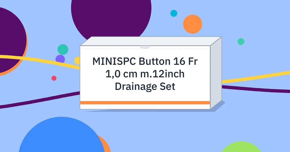 Symbolbild: Packung mit der Aufschrift MINISPC Button 16 Fr 1,0 cm m.12inch Drainage Set (PZN 20820780) – Verfügbarkeit und Bezug in Apotheken in Frankfurt am Main