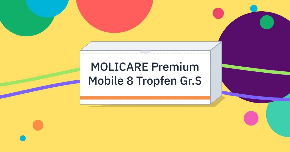 Symbolbild: Packung mit der Aufschrift MOLICARE Premium Mobile 8 Tropfen Gr.S (PZN 17936527) – Verfügbarkeit und Bezug in Apotheken in Frankfurt am Main