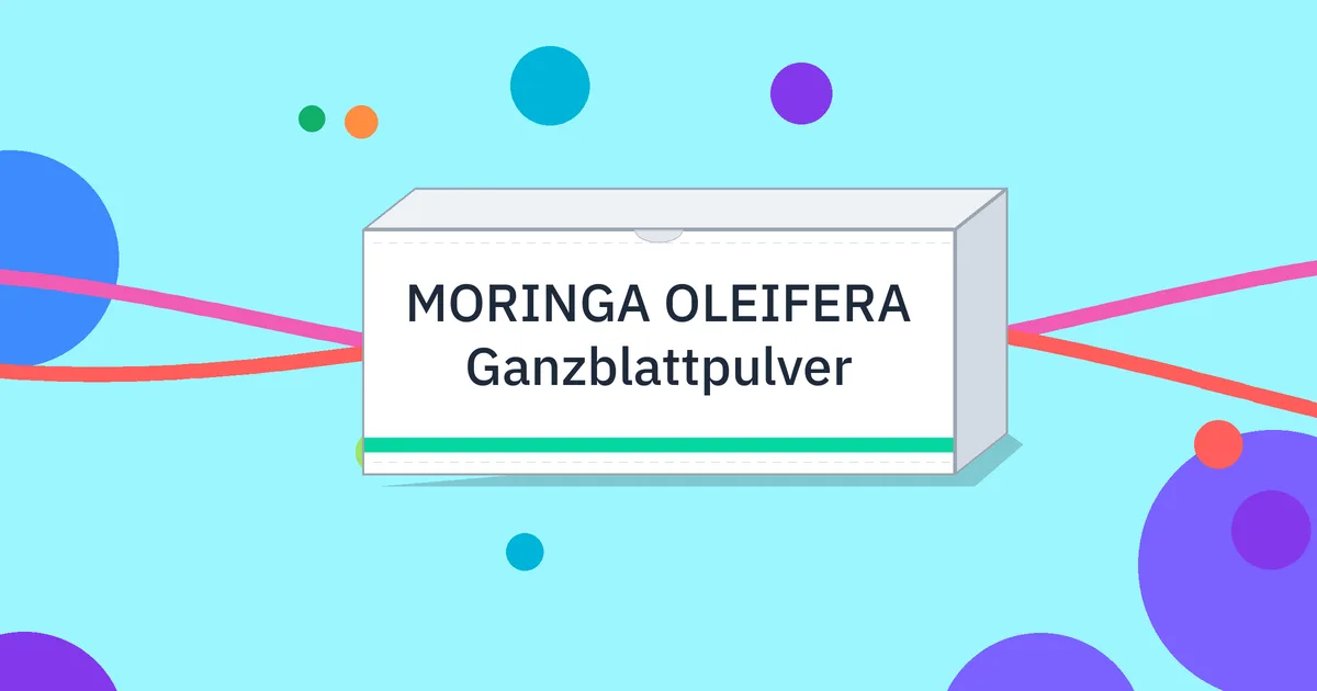 Symbolbild: Packung mit der Aufschrift MORINGA OLEIFERA Ganzblattpulver (PZN 10009309) – Verfügbarkeit und Bezug in Apotheken in Frankfurt am Main