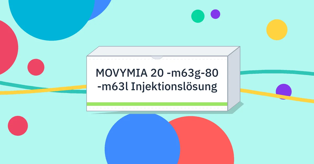 Symbolbild: Packung mit der Aufschrift MOVYMIA 20 -m63g-80 -m63l Injektionslösung (PZN 19542206) – Verfügbarkeit und Bezug in Apotheken in Frankfurt am Main