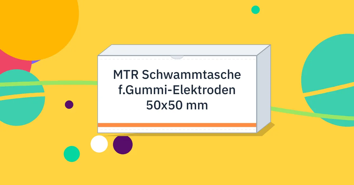 Symbolbild: Packung mit der Aufschrift MTR Schwammtasche f.Gummi-Elektroden 50x50 mm (PZN 11383808) – Verfügbarkeit und Bezug in Apotheken in Frankfurt am Main