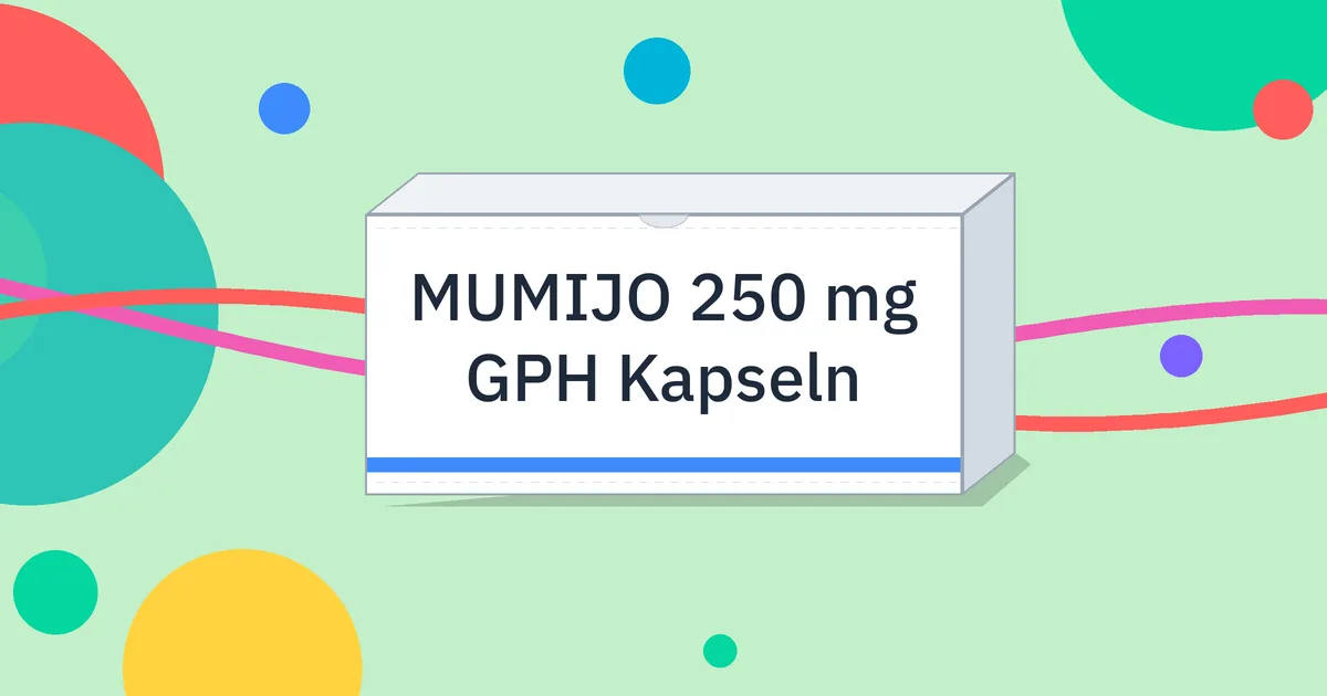 Symbolbild: Packung mit der Aufschrift MUMIJO 250 mg GPH Kapseln (PZN 20808678) – Verfügbarkeit und Bezug in Apotheken in Frankfurt am Main