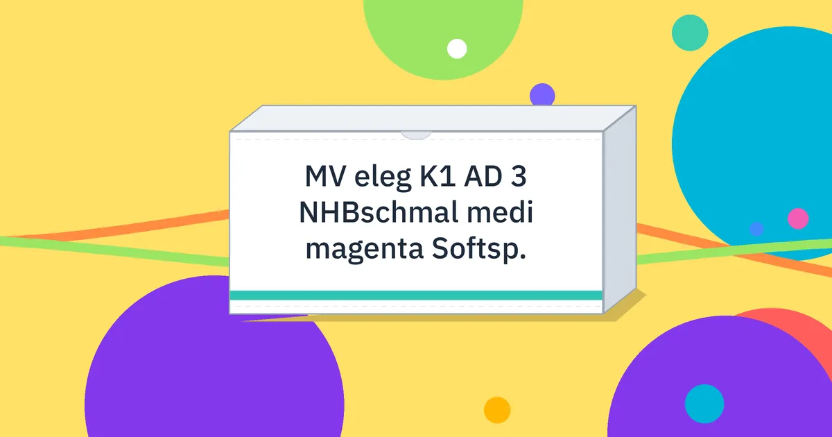 Symbolbild: Packung mit der Aufschrift MV eleg K1 AD 3 NHBschmal medi magenta Softsp. (PZN 15673615) – Verfügbarkeit und Bezug in Apotheken in Frankfurt am Main