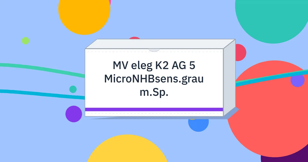 Symbolbild: Packung mit der Aufschrift MV eleg K2 AG 5 MicroNHBsens.grau m.Sp. (PZN 18930231) – Verfügbarkeit und Bezug in Apotheken in Frankfurt am Main