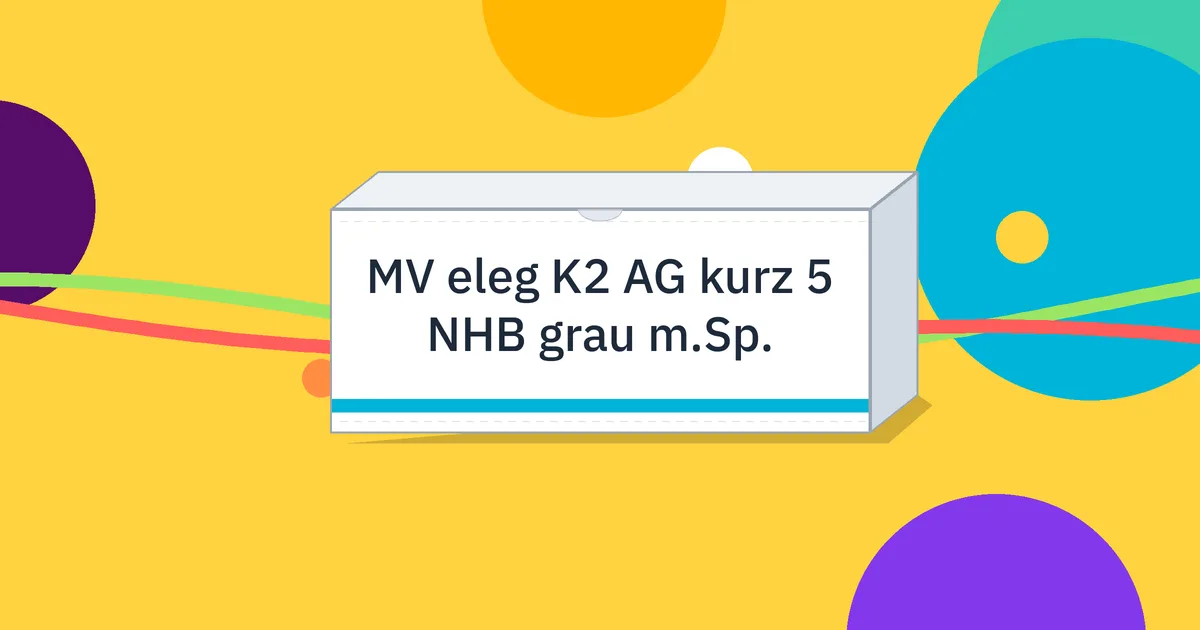Symbolbild: Packung mit der Aufschrift MV eleg K2 AG kurz 5 NHB grau m.Sp. (PZN 18925448) – Verfügbarkeit und Bezug in Apotheken in Frankfurt am Main