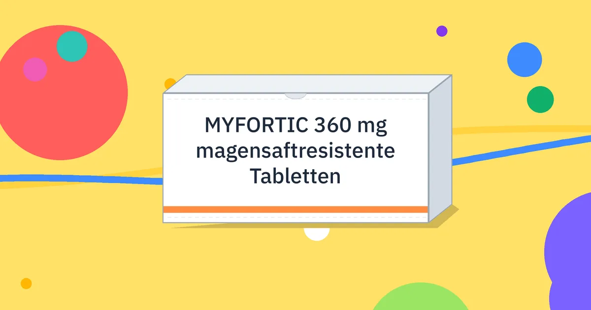 Symbolbild: Packung mit der Aufschrift MYFORTIC 360 mg magensaftresistente Tabletten (PZN 18042648) – Verfügbarkeit und Bezug in Apotheken in Frankfurt am Main