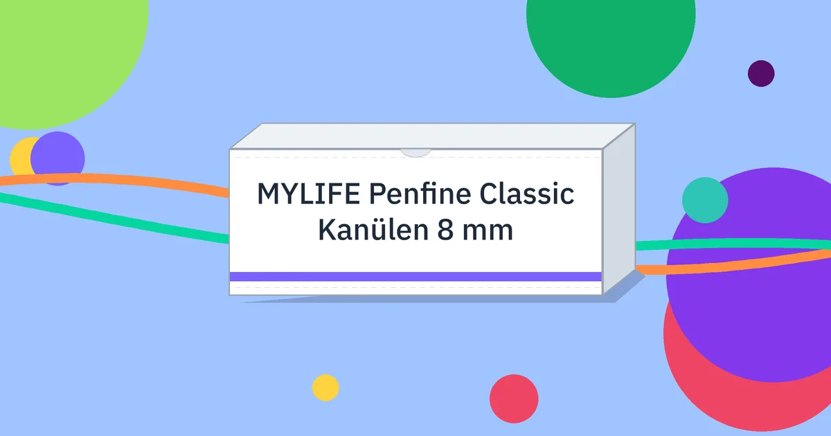 Symbolbild: Packung mit der Aufschrift MYLIFE Penfine Classic Kanülen 8 mm (PZN 15316217) – Verfügbarkeit und Bezug in Apotheken in Frankfurt am Main