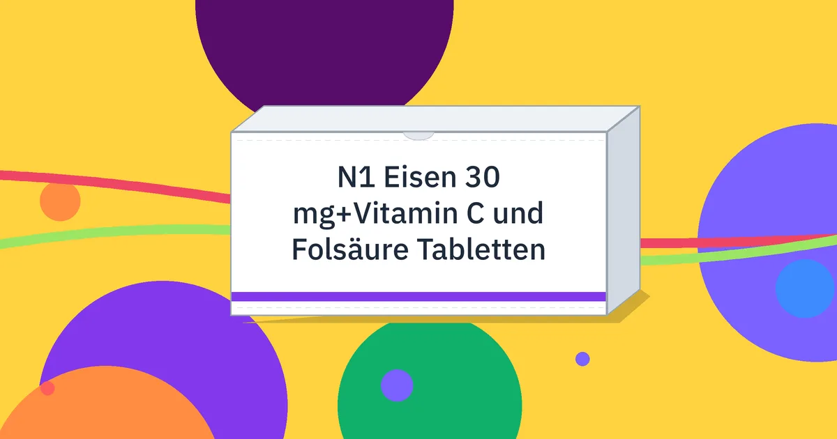 Symbolbild: Packung mit der Aufschrift N1 Eisen 30 mg+Vitamin C und Folsäure Tabletten (PZN 19511387) – Verfügbarkeit und Bezug in Apotheken in Frankfurt am Main