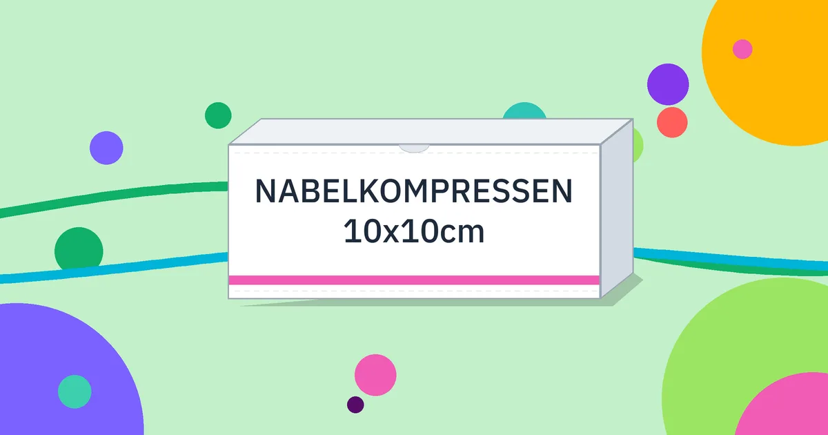 Symbolbild: Packung mit der Aufschrift NABELKOMPRESSEN 10x10cm (PZN 01722758) – Verfügbarkeit und Bezug in Apotheken in Frankfurt am Main
